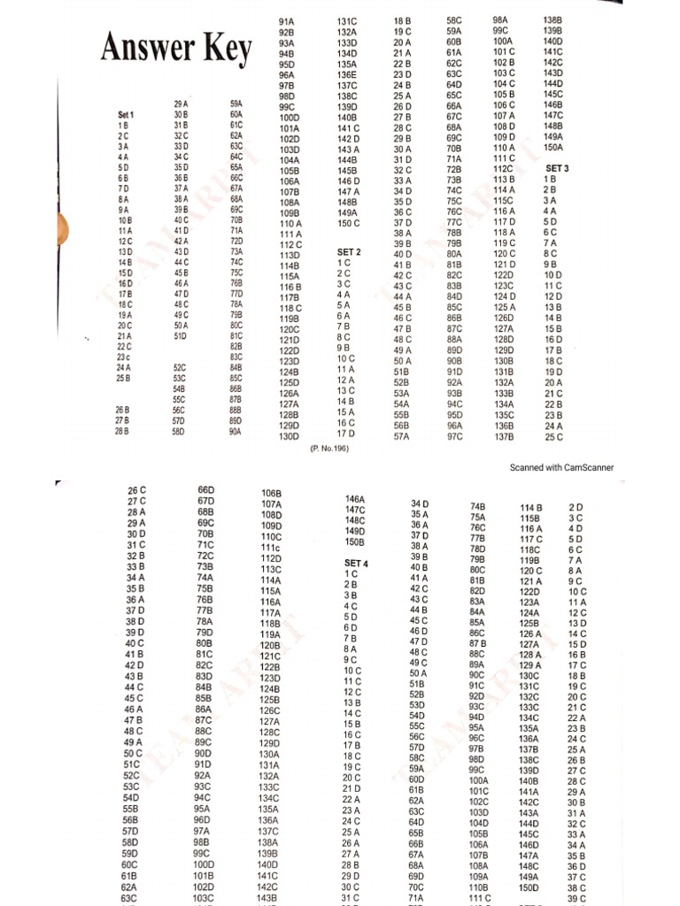 ANSWER KEY - GAT 25 Ki Series | PDF