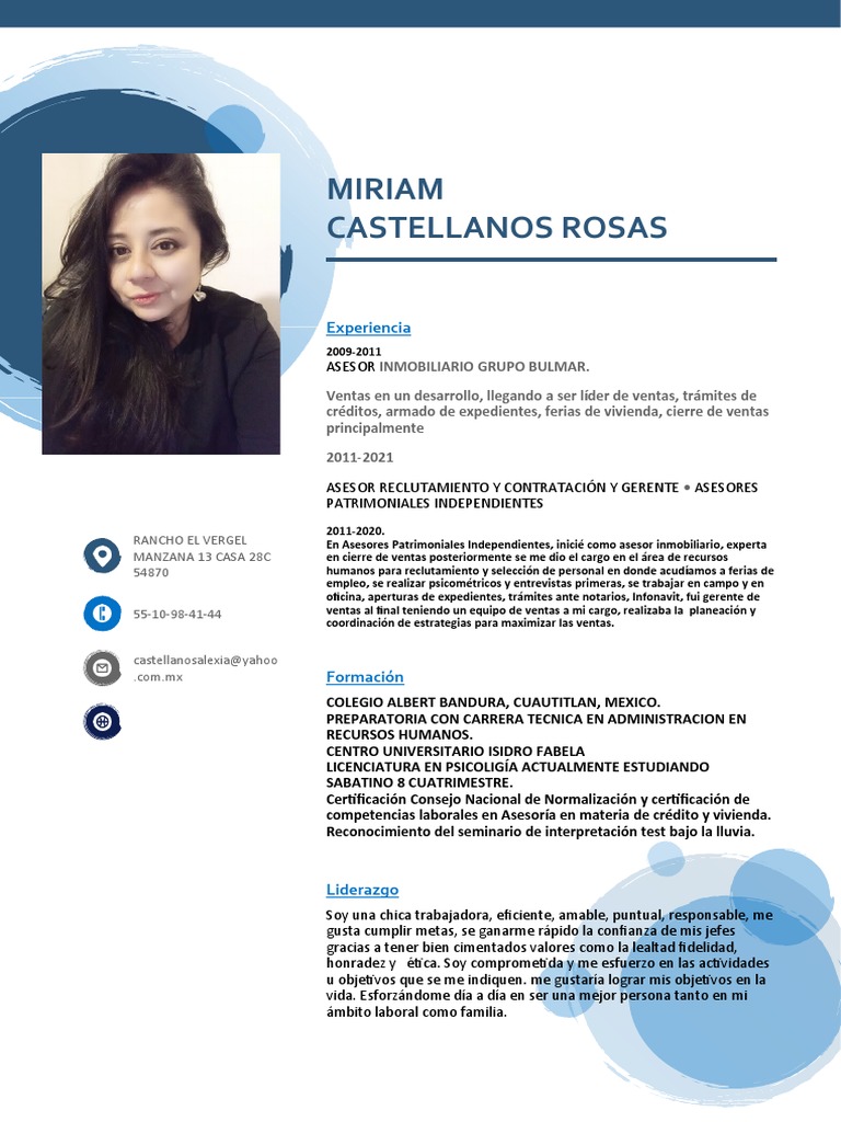 CV Miriam CR | PDF | Economias | Business