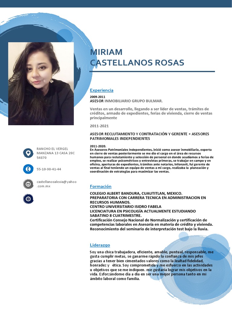 CV Miriam CR 1 | PDF | Economias | Business