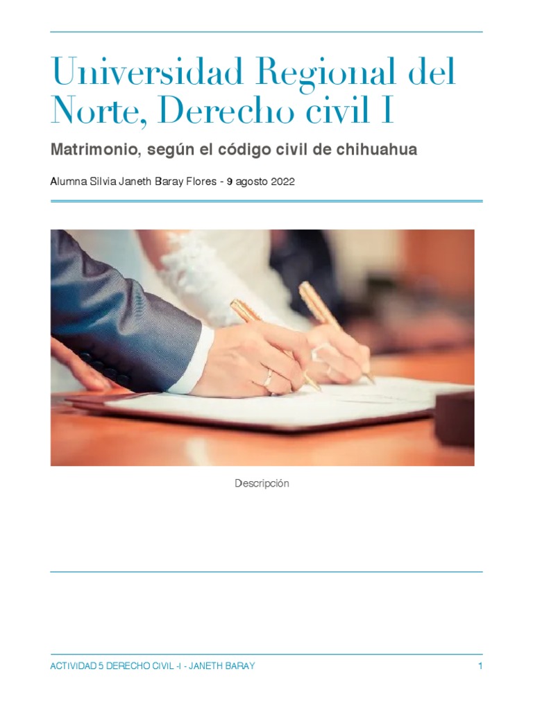 Actividad 5 Sobre El Matrimonio Silvia Janeth Baray Flores Civil I | PDF | Matrimonio ...