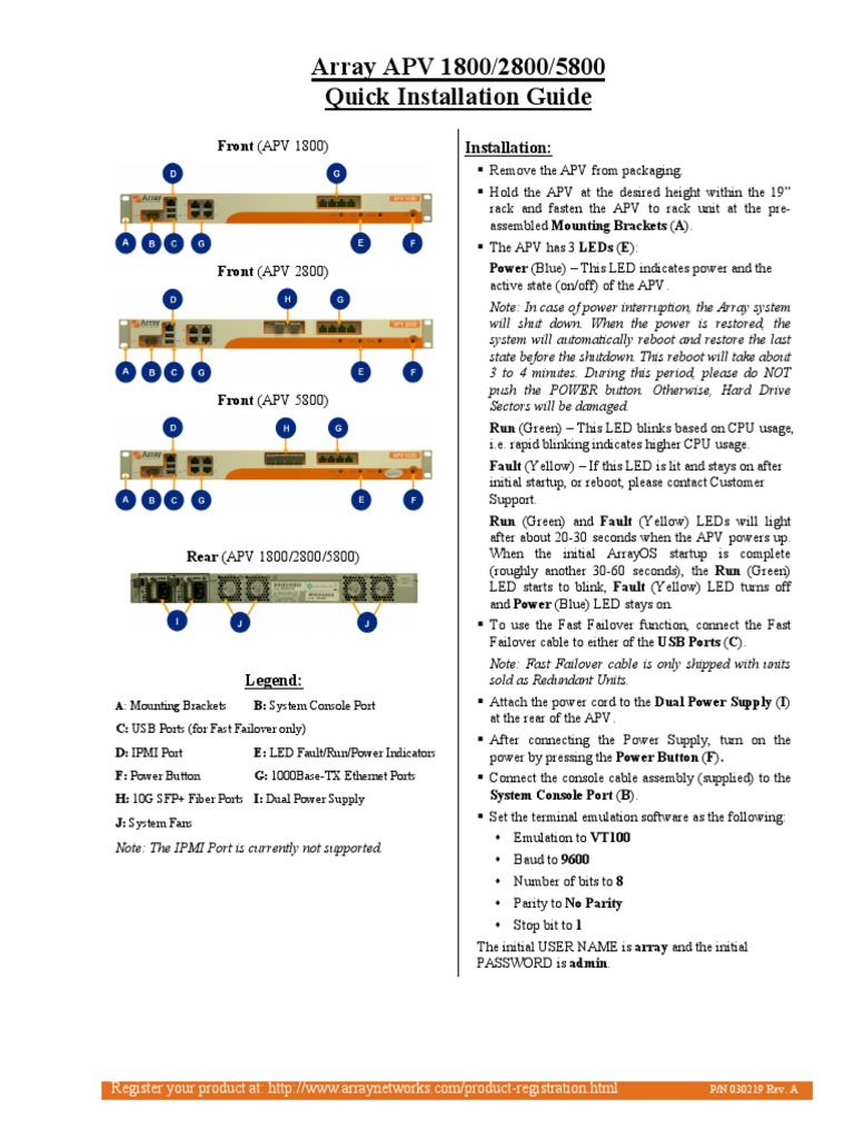Array APV 1800/2800/5800 Quick Installation Guide | PDF | Command Line ...