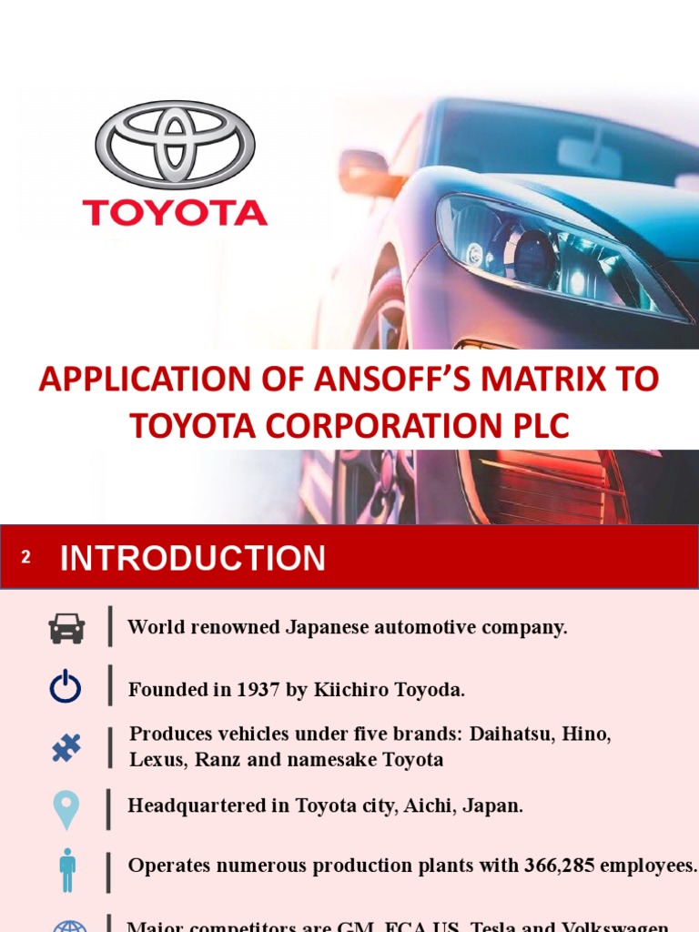 Application of Ansoff'S Matrix To Toyota Corporation PLC | PDF
