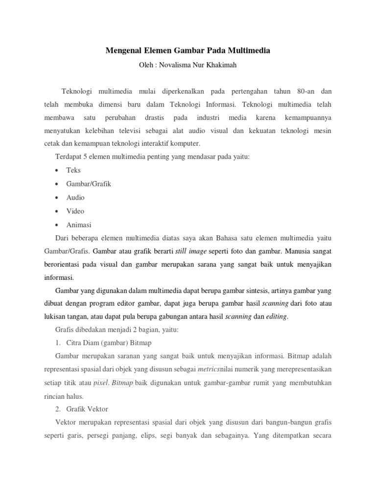 Elemen Gambar dalam Multimedia | PDF