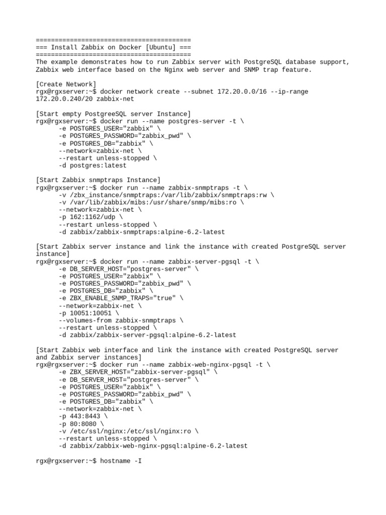 Install Zabbix on Docker with PostgreSQL | PDF