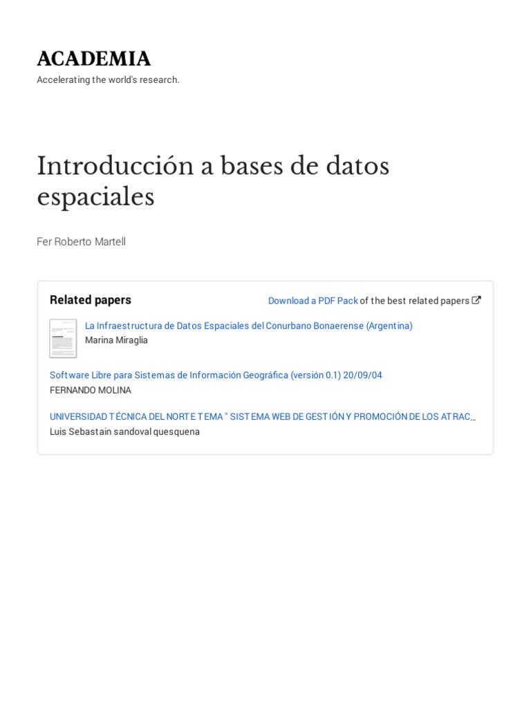 Porque Usar Una Base de Datos Espacial Postgres SQL-with-cover-page-V2 | PDF | Sistema de ...