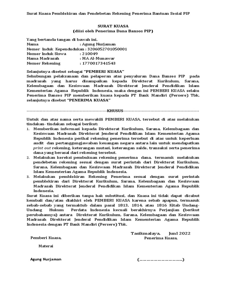 Formulir SKPR PIP | PDF