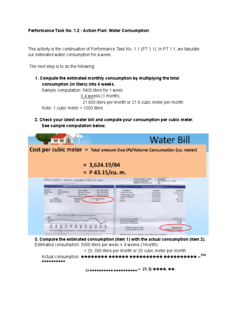 Performance Task No. 1.2 - Action Plan_ Water Consumption | PDF | Water ...