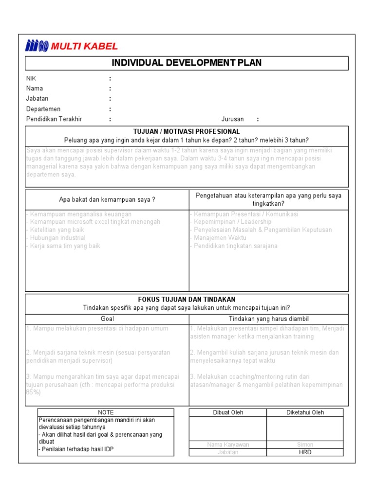 Individual Development Plan Mk Pdf