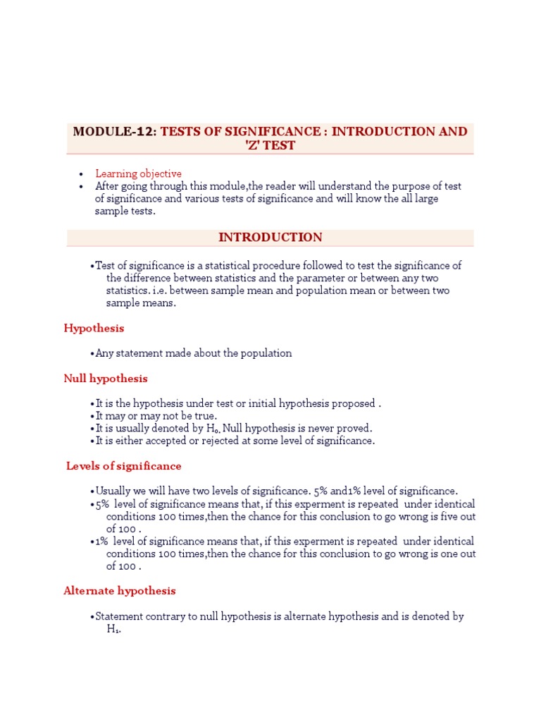 Statistical Tests: Z, T, F, Chi-Square | PDF | Statistical Hypothesis ...