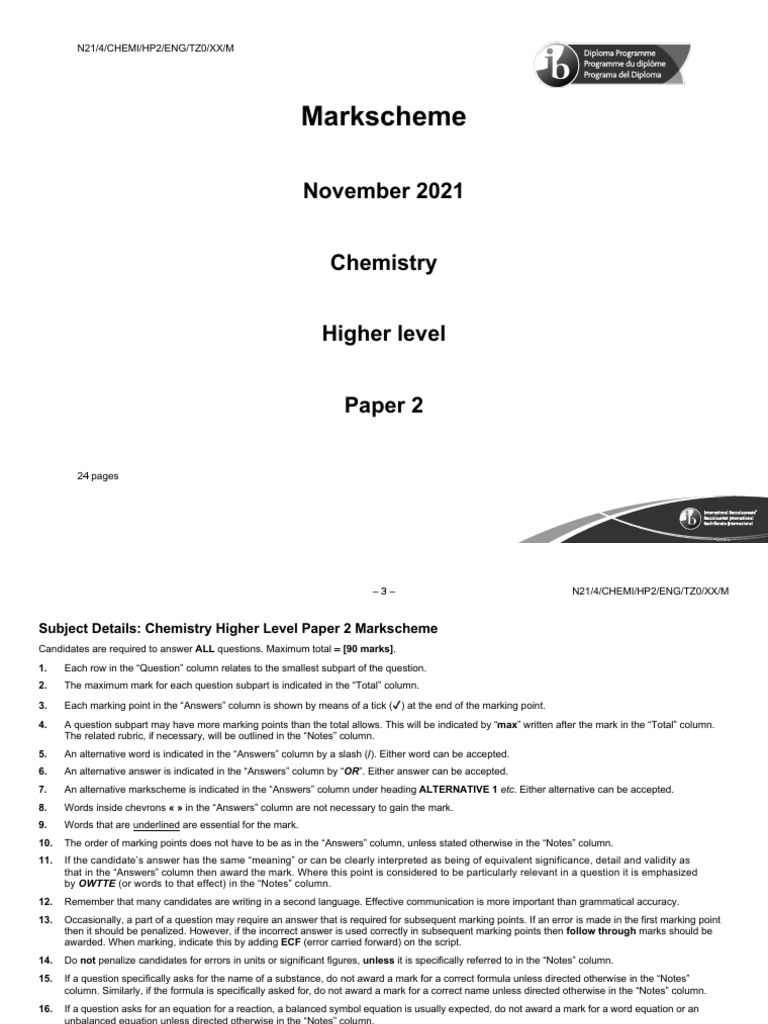IB Chemistry 2021 Nov Paper 2 ANS | PDF | Chemical Polarity | Chemical ...