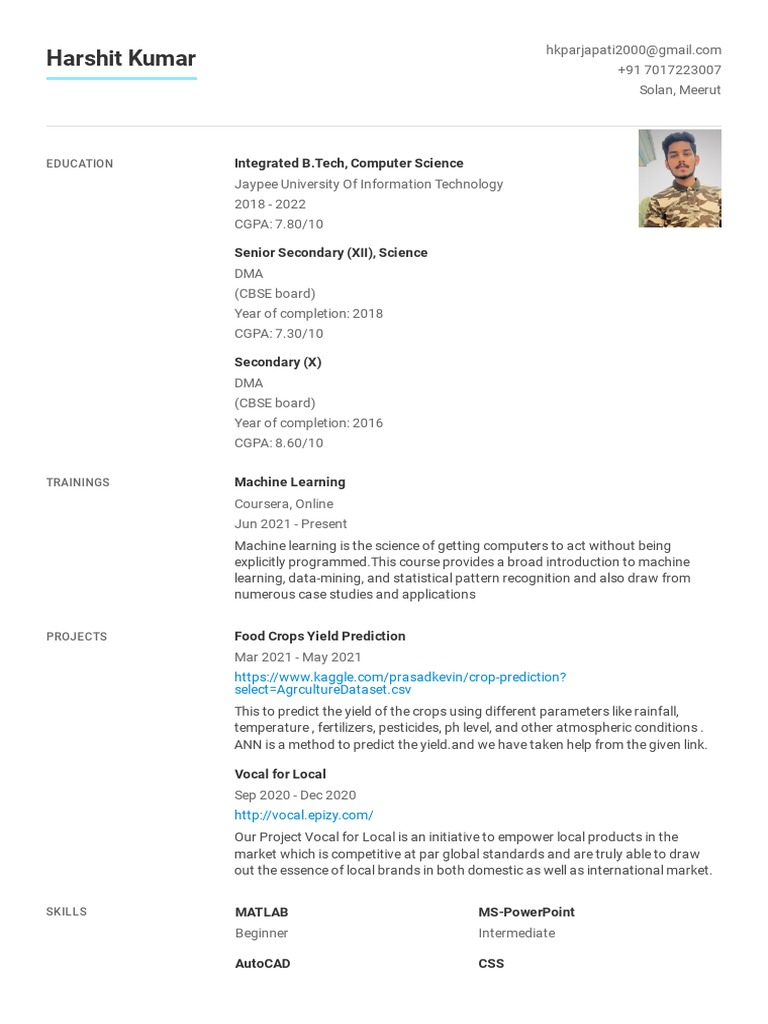 Resume of Harshit Kumar Seeking a Career in Computer Science | PDF | Databases | Computing
