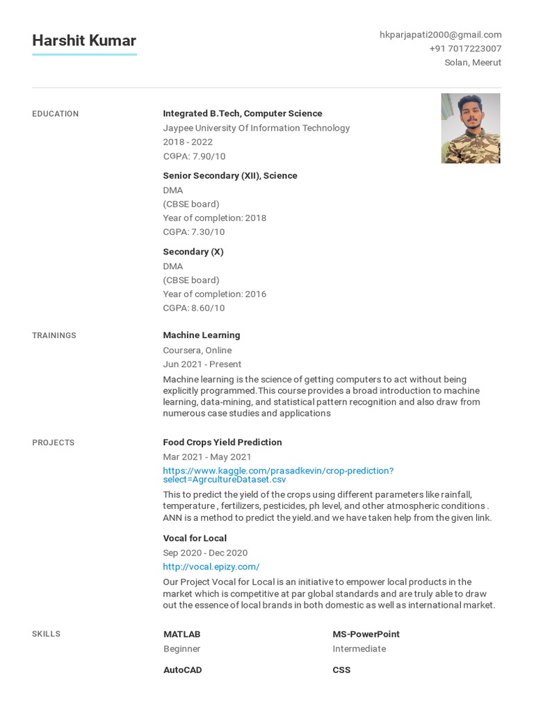 Harshit Kumar: Integrated B.Tech, Computer Science | PDF | Databases | Information Technology