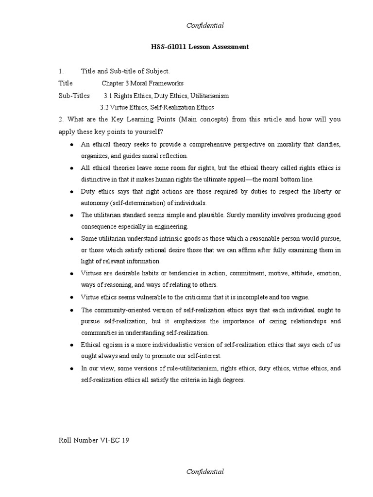 Assessment Form Chapter 3 | PDF