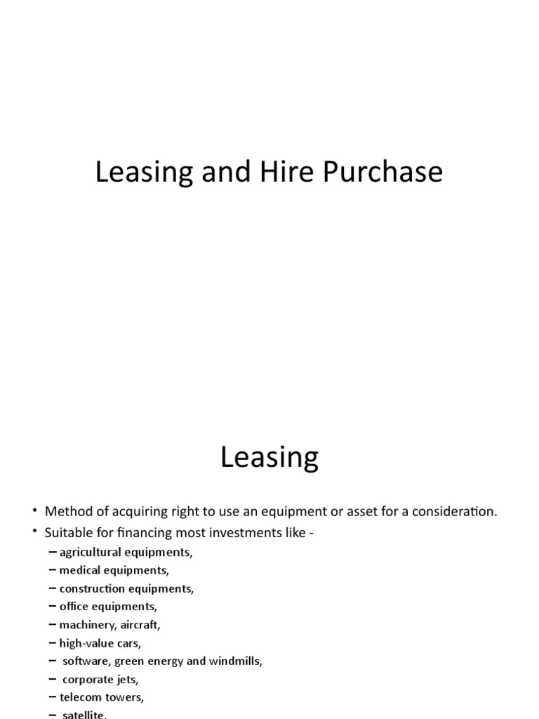Leasing and Hire Purchase (Autosaved) | PDF | Lease | Depreciation