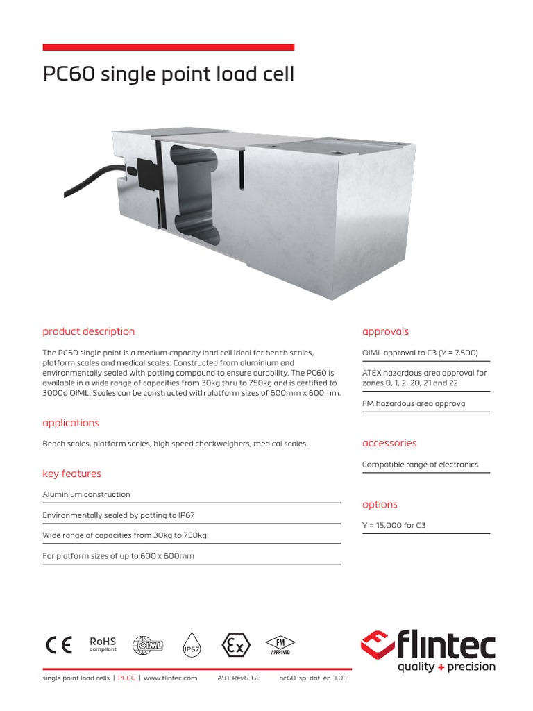 PC60 Single Point Load Cell: Product Description Approvals | PDF ...