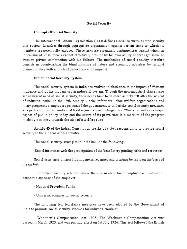 Social Security Concept of Social Security | PDF | Welfare | Economies