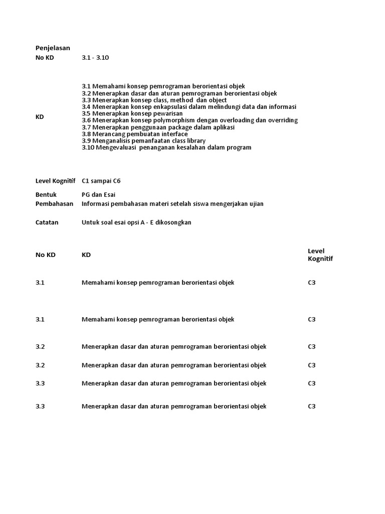 Ulangan - PBO Kelas XI UAS | PDF