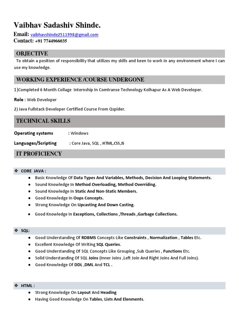Vaibhav Shinde MSC QSP | PDF | Sql | Method (Computer Programming)