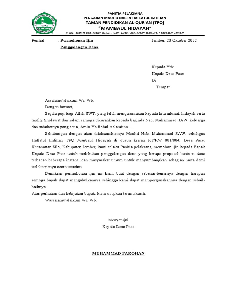 Proposal Sumbangan | PDF