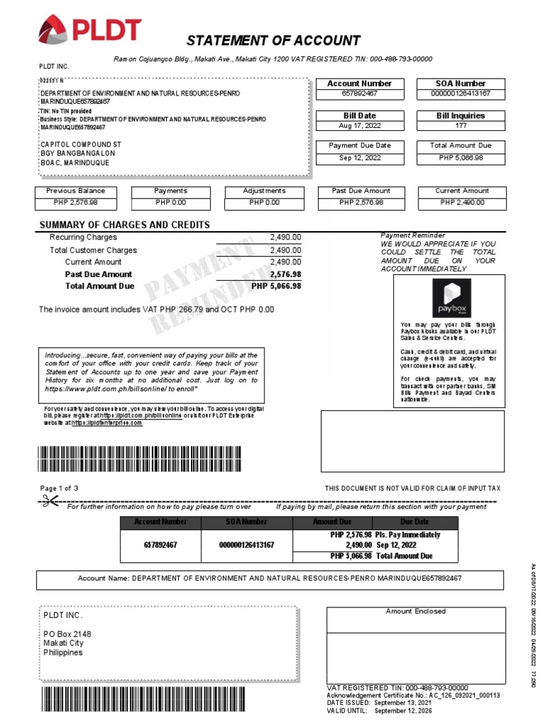 Statement of Account: Summary of Charges and Credits | PDF | Credit ...
