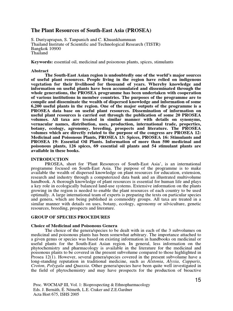 The Plant Resources of South-East Asia (PROSEA) | PDF | Essential Oil ...