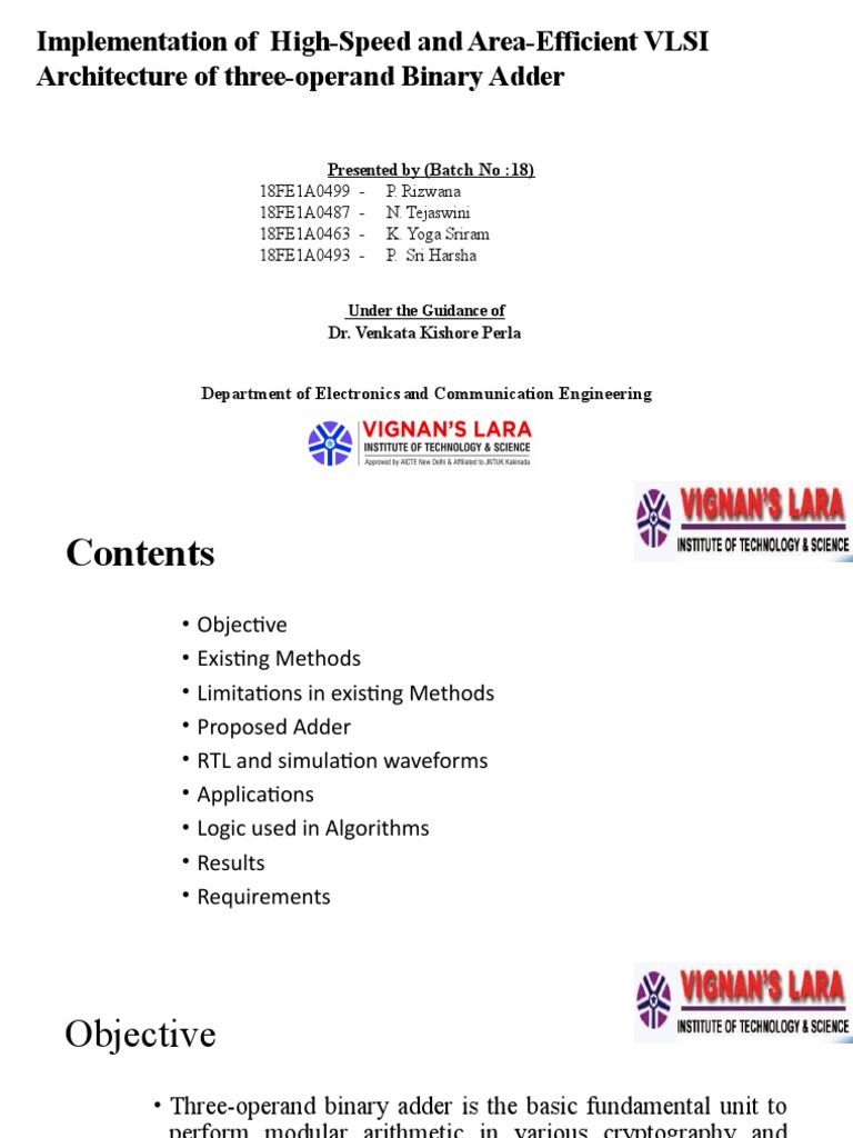 Implementation of High-Speed and Area-Efficient VLSI Architecture of Three-Operand Binary Adder ...