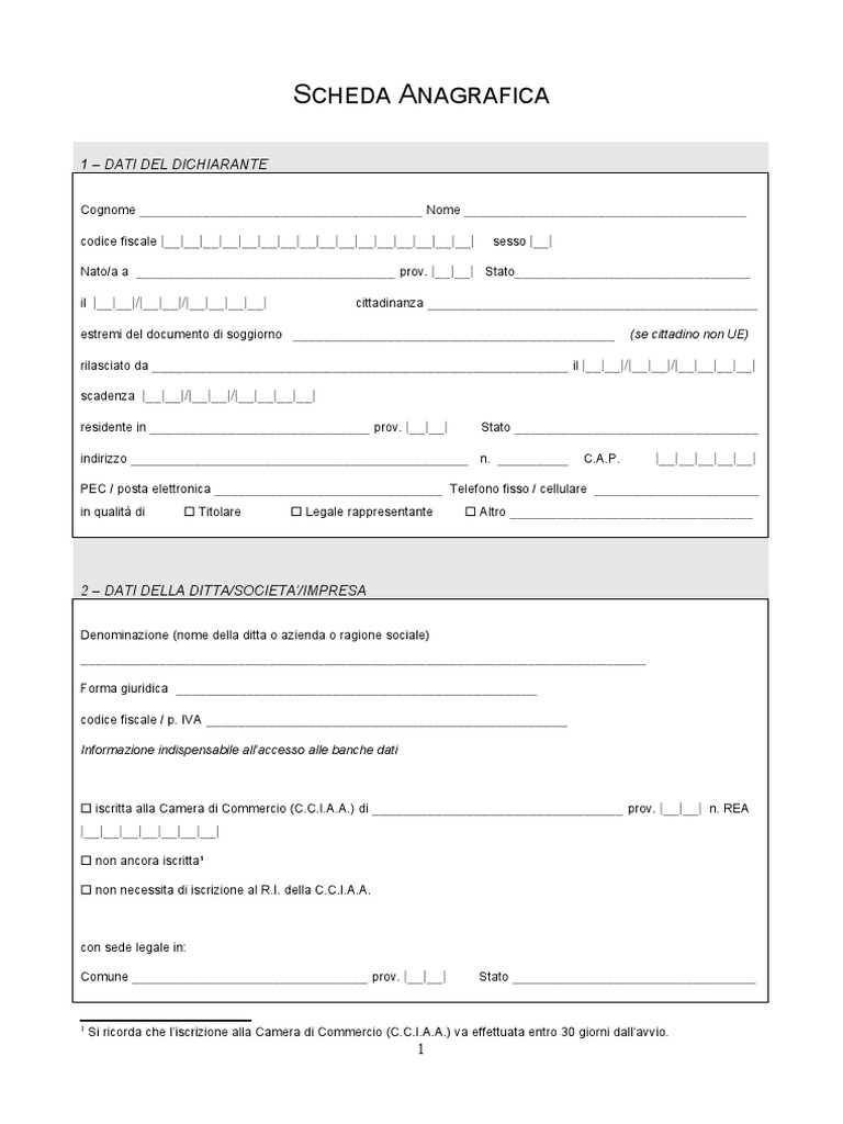 Modulo Scheda-Anagrafica | PDF
