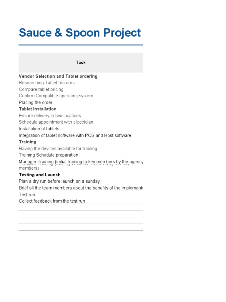Order Tasks and Milestones | PDF | Tablet Computer | Point Of Sale