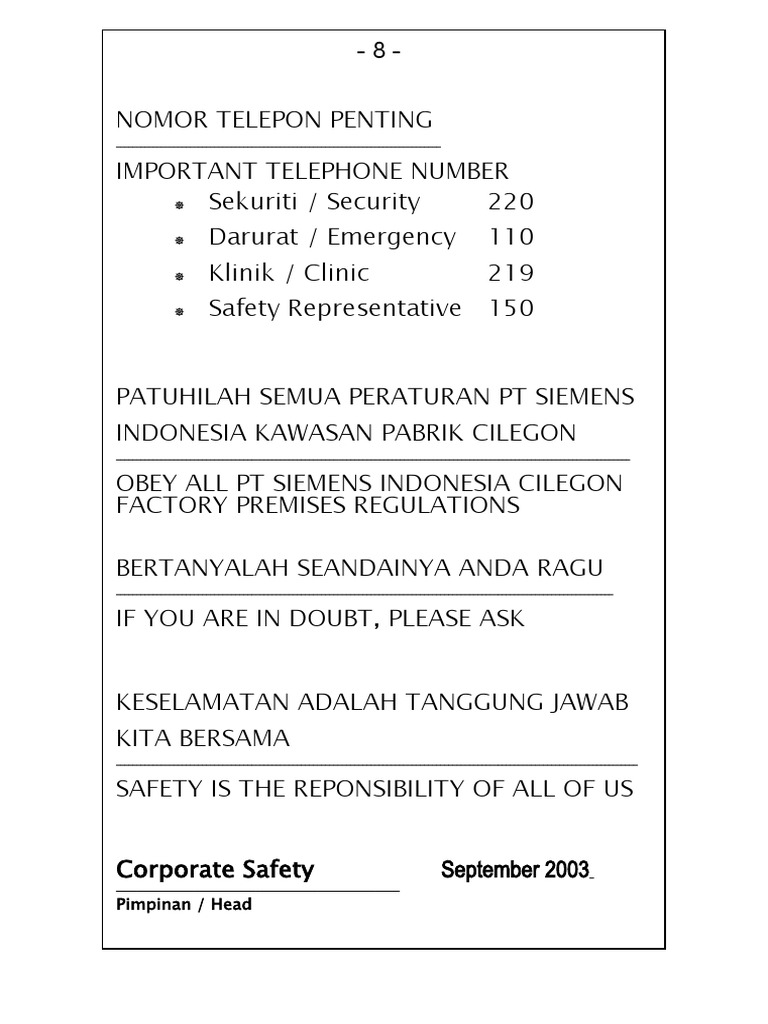 Booklet Safety-Visitor CF For Print1 | PDF | Safety | Business