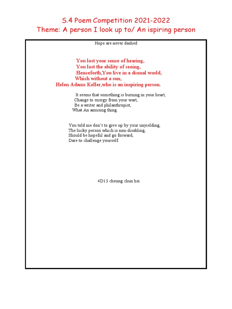 以下檔案的副本： 4D13 CHEUNG CHUN HEI - S.4 - Poem - Competition - (Framework ...