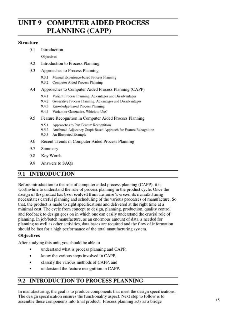Unit 9 Computer Aided Process Planning (Capp) : Structure | PDF ...