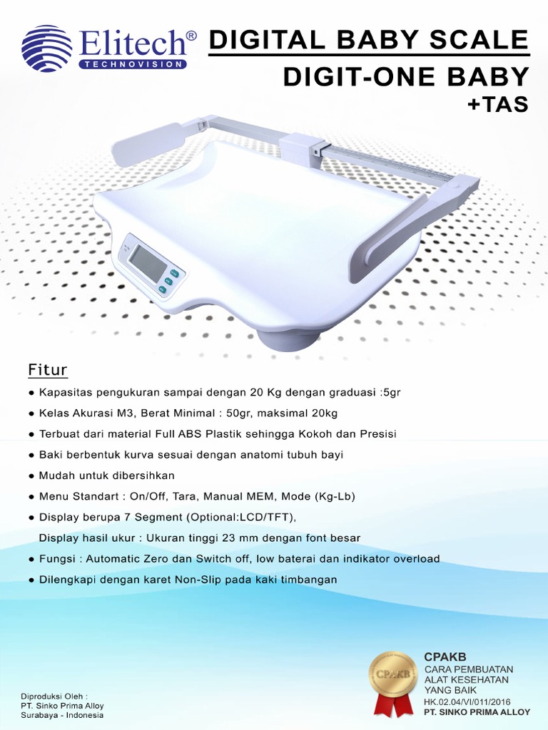 Timbangan Bayi Digital Elitech | PDF