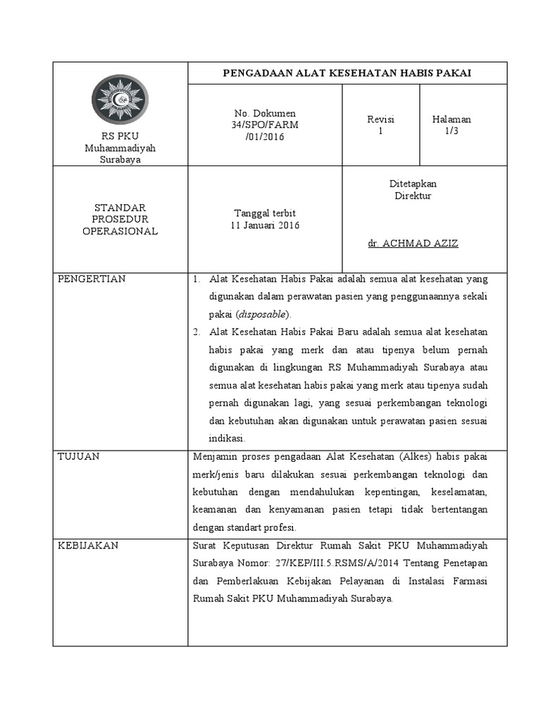 Pengadaan Alat Kesehatan Habis Pakai Pdf