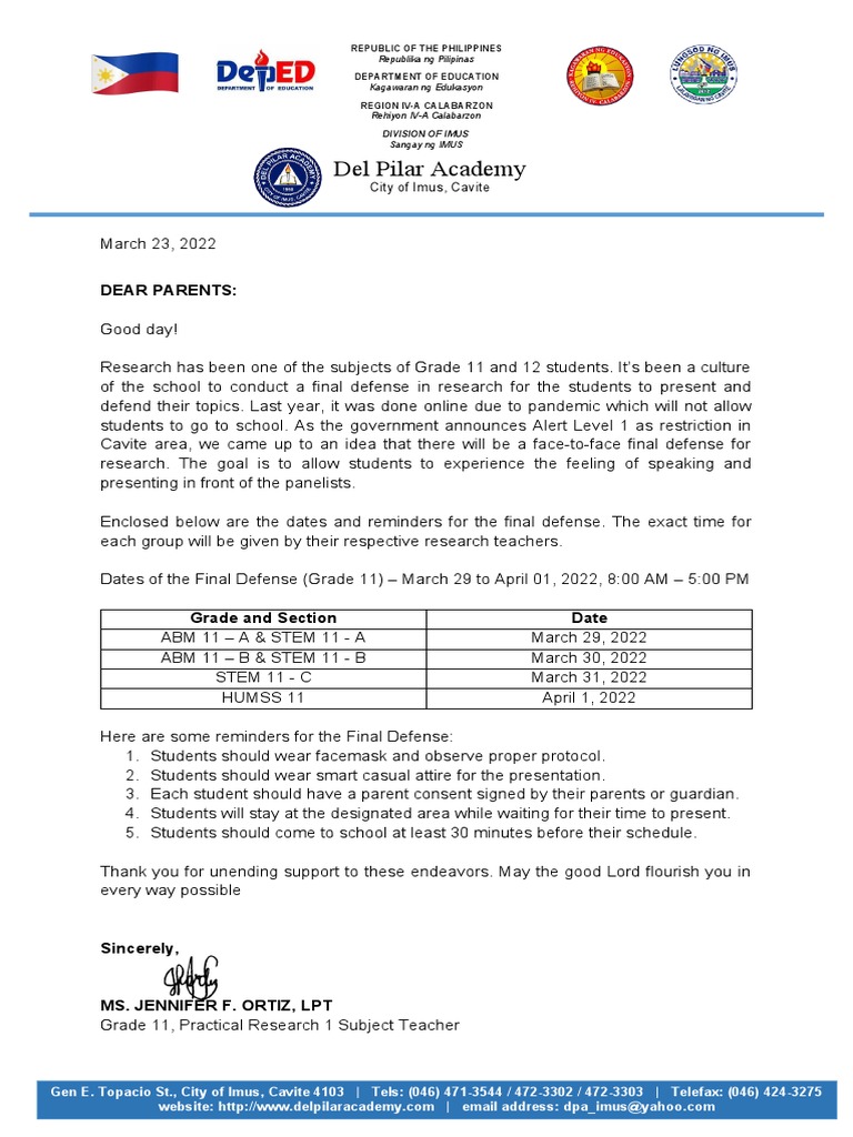 Letter for Defense (Ortiz and Blanco) | PDF