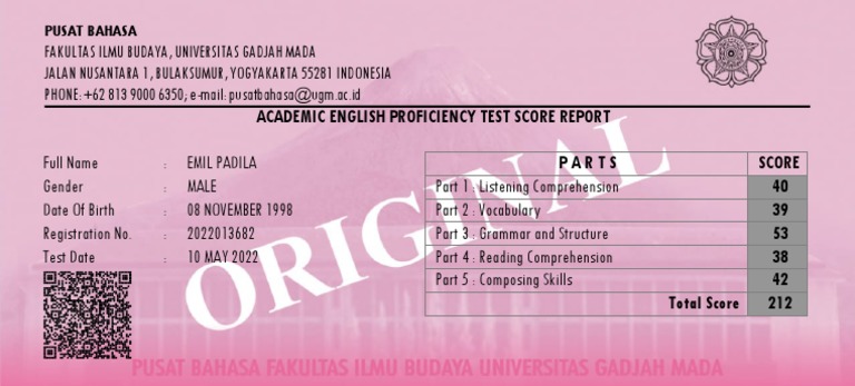 Score AcEPT UGM | PDF