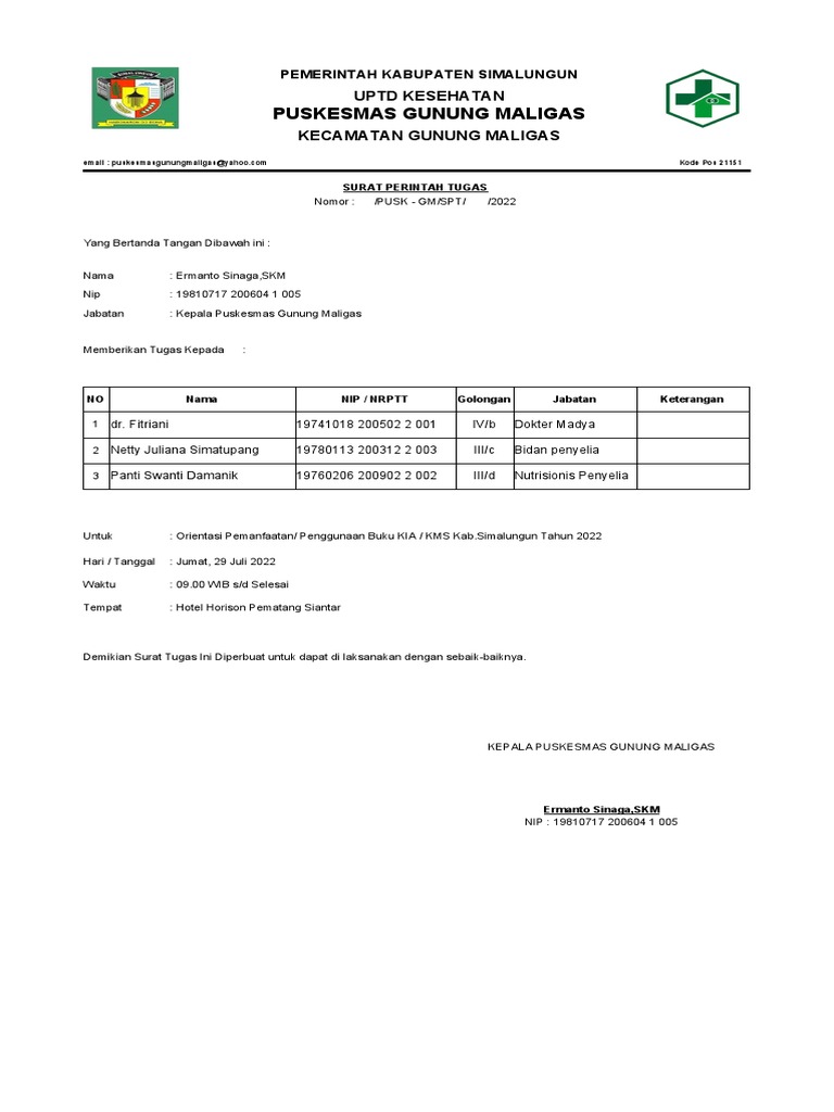 Surat Perintah Tugas (SPT) 2022 | PDF