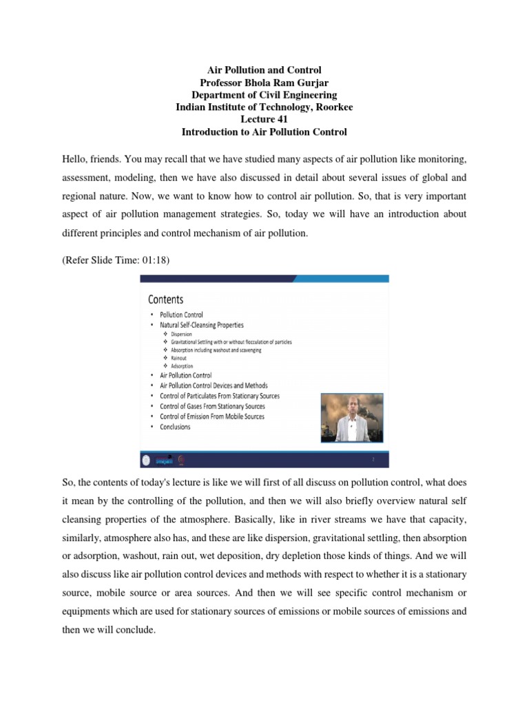 Lec 41 | PDF | Air Pollution | Atmosphere Of Earth