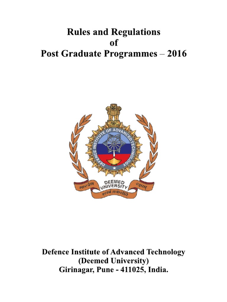 Rules Regulation For Post Graduate Programmes | PDF