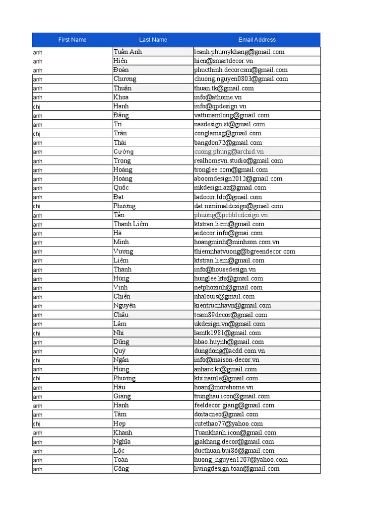 First Name Last Name Email Address | PDF