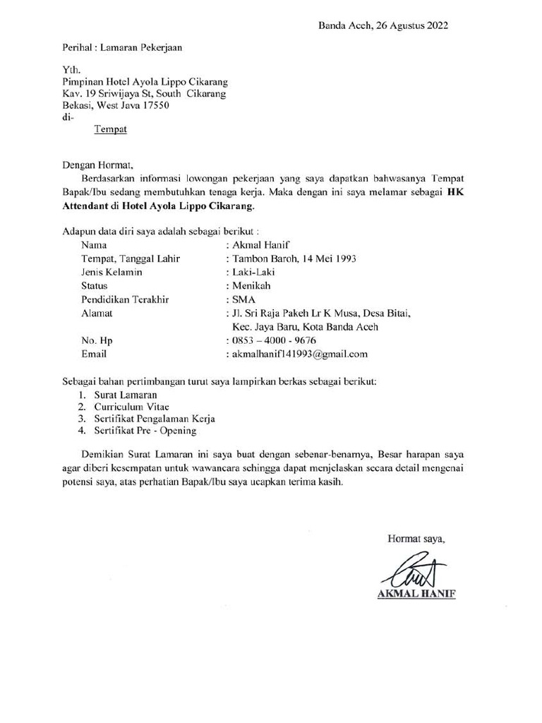 HK Attendant - Akmal Hanif | PDF