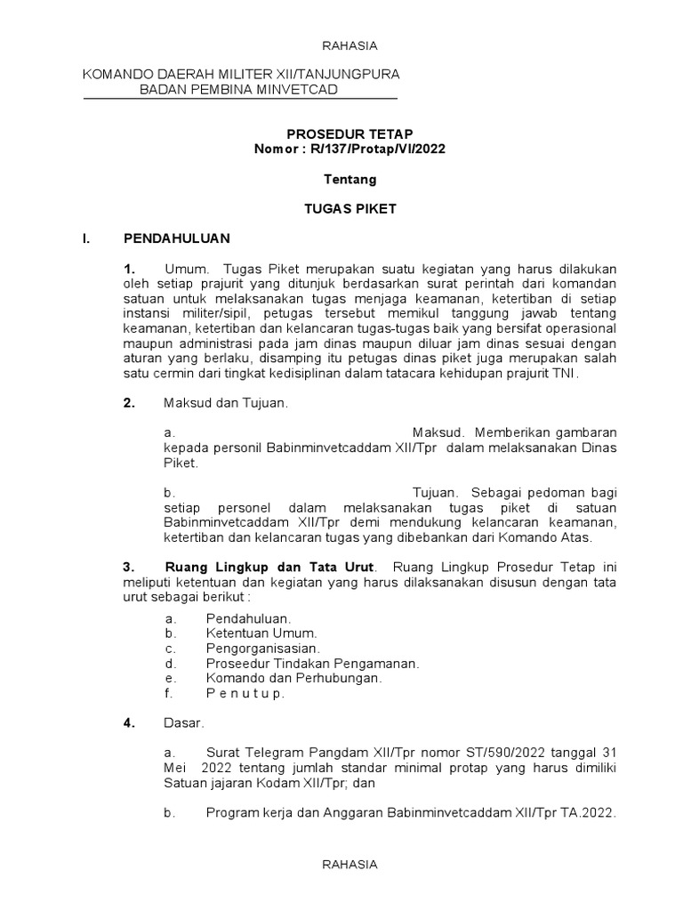 Protap Petugas Piket | PDF