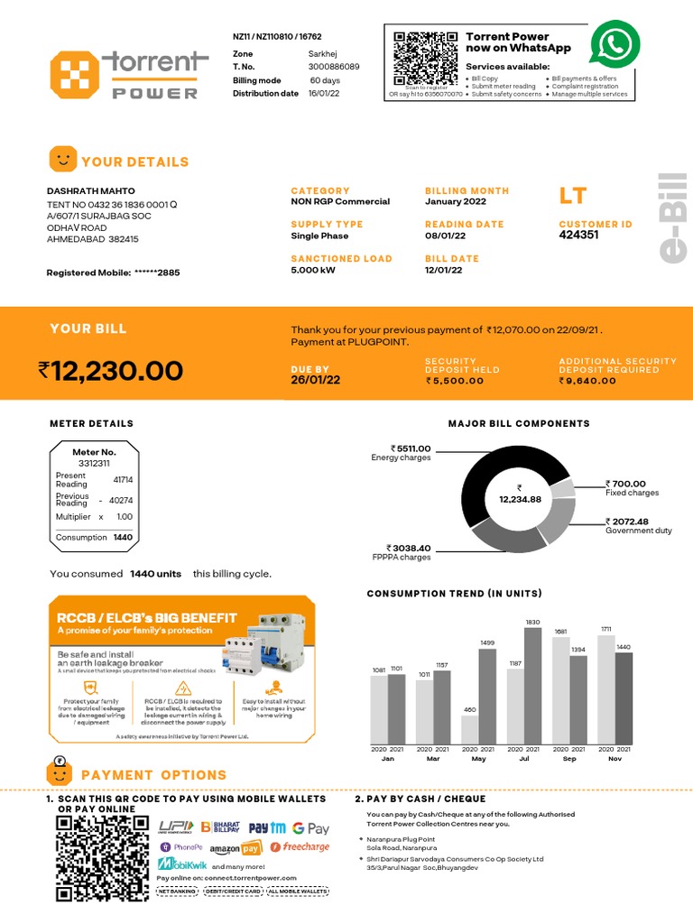 Electricity Bill | PDF | Cheque | Payments