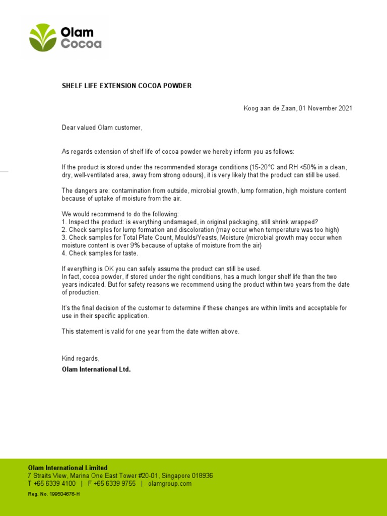 Shelf Life Extension Cocoa Powder (Nov-21) | PDF