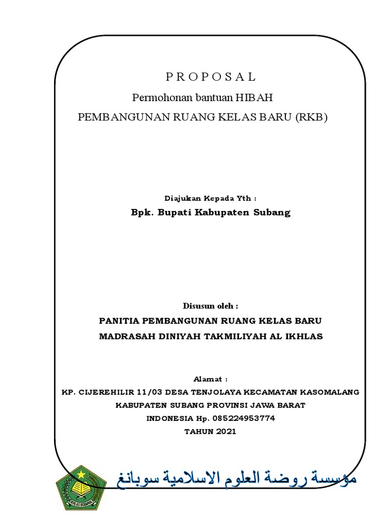 Proposal Pembangunan RKB MDT Al Ikhlas Bupati 2022 | PDF