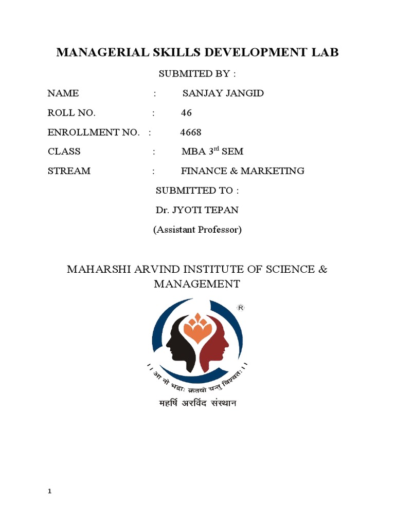 Managerial Skills Development Lab PSM | PDF | Media (Communication ...