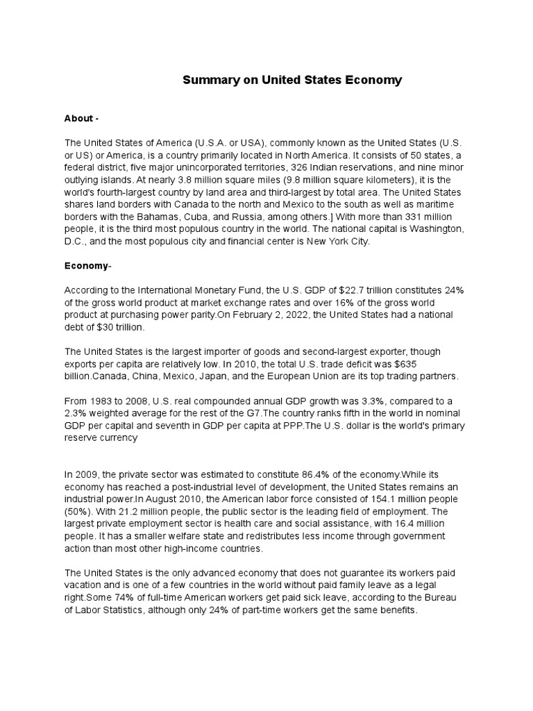 Us Economy Assignment | PDF | Office Of The Comptroller Of The Currency ...