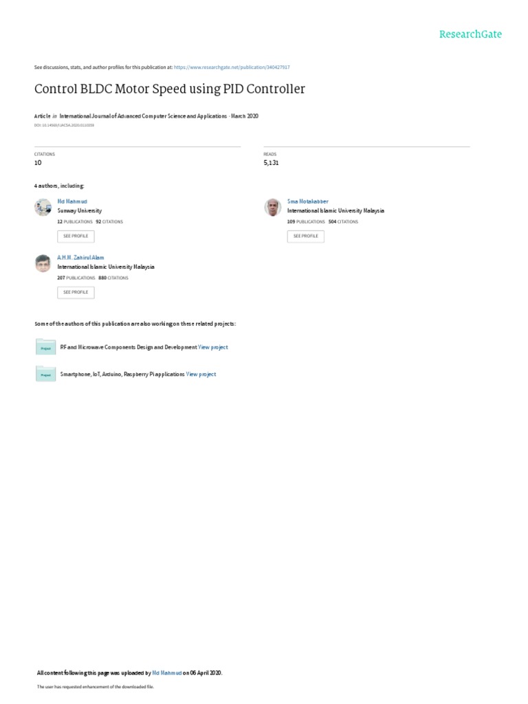 Control BLDC Motor Speed Using PID Controller | PDF | Electric Motor ...
