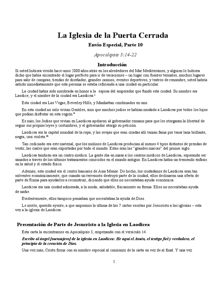 Laodicea: La Iglesia Tibia y Su Diagnóstico | PDF | Cristo (título) | Jesús