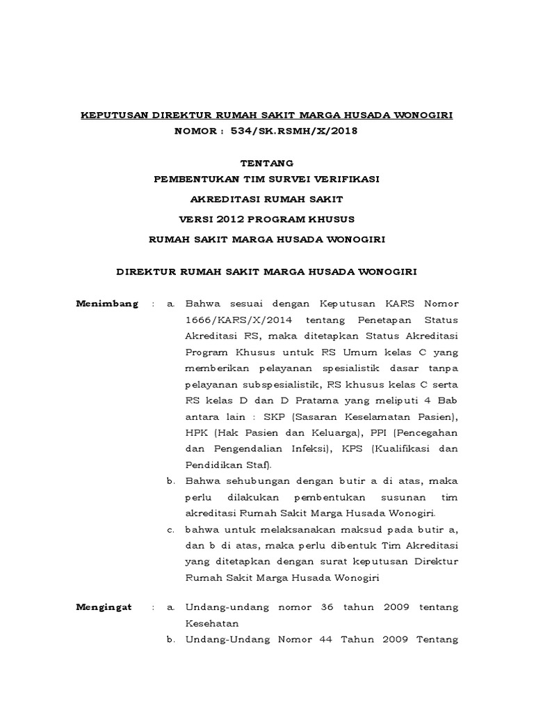 SK Tim Akreditasi 4 Pokja EDIT REVISI | PDF