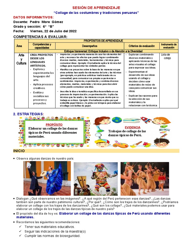 SESION "Collage de Las Costumbres y Tradiciones Peruanas" | PDF ...